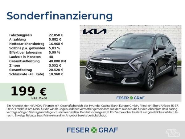 Melns Kia Sportage 2024 Kauņa, ar dzinēja tilpumu 1.60 L un nobraukumu 29 tūkst. km par 25336 €, foto 1 vietnē AUTOMOTO.COM.LV