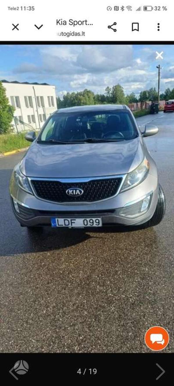 Grey Kia Sportage 2015 in Trakai, with an engine capacity of 2.36 L and mileage of 99 thousand km for 7500 €, photo 2 on AUTOMOTO.COM.LV