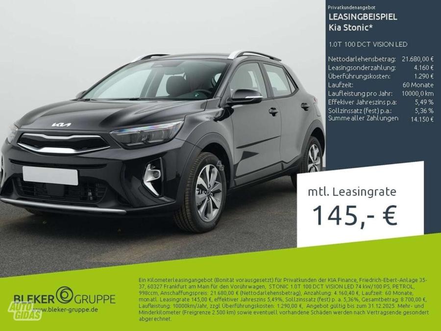 Melns Kia Stonic 2025 Kauņa, ar dzinēja tilpumu 1.00 L un nobraukumu 16 tūkst. km par 24130 €, foto 1 vietnē AUTOMOTO.COM.LV