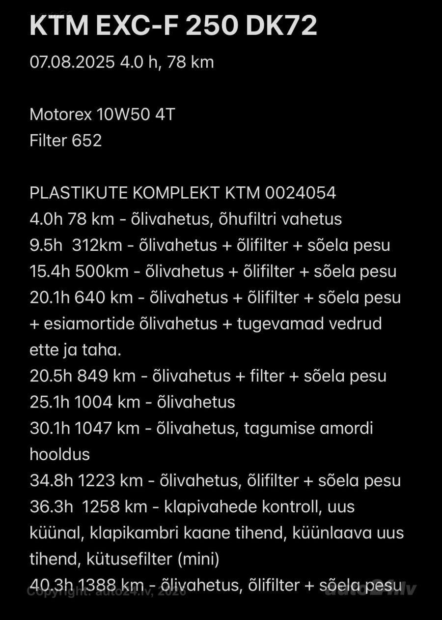 KTM 250 EXC-F 2022 Tallina, ar dzinēja tilpumu 0.25 L un nobraukumu 45 tūkst. km par 7990 €, foto 30 vietnē AUTOMOTO.COM.LV