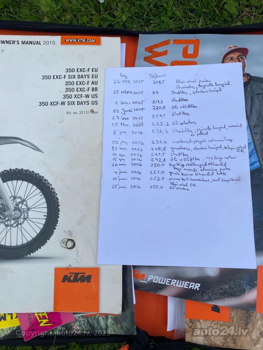 KTM 350 EXC-F 2015 in Tartu, with an engine capacity of 0.35 L and mileage of 4 thousand km for 4000 €, photo 7 on AUTOMOTO.COM.LV