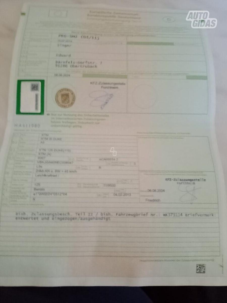 КТМ Дюк 2014 в Радвилишкис, объемом двигателя 0.13 л и пробегом 62 тыс. км за 1350 €, фото 17 на AUTOMOTO.COM.LV