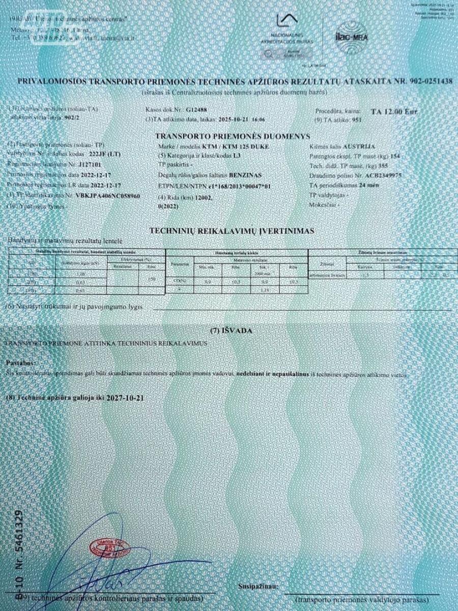 КТМ Дюк 2022 в Вильнюс, объемом двигателя 0.13 л и пробегом 12 тыс. км за 3900 €, фото 13 на AUTOMOTO.COM.LV