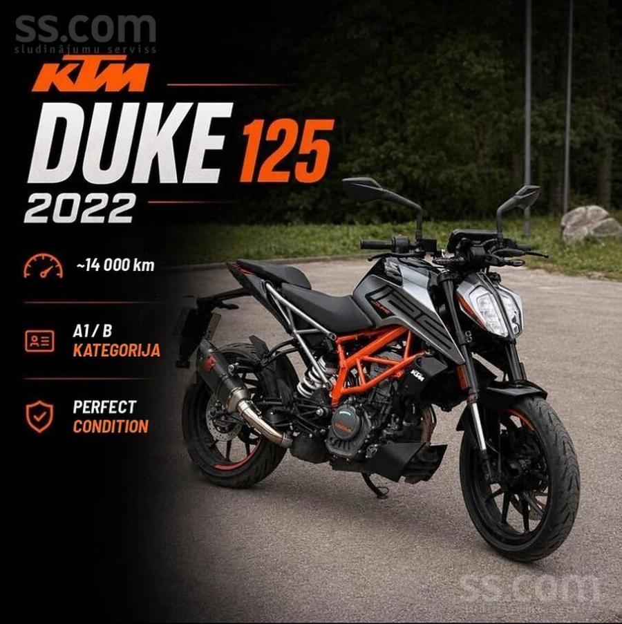 KTM Duke 2022 Rīga, ar dzinēja tilpumu 0.13 L un nobraukumu 0 tūkst. km par 3400 €, foto 5 vietnē AUTOMOTO.COM.LV