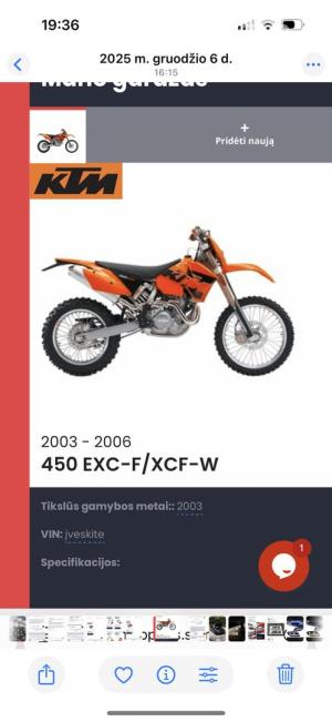 KTM EXC 2004 in Sirvintos, with an engine capacity of 0.45 L and mileage of 0 thousand km for 450 €, photo 7 on AUTOMOTO.COM.LV