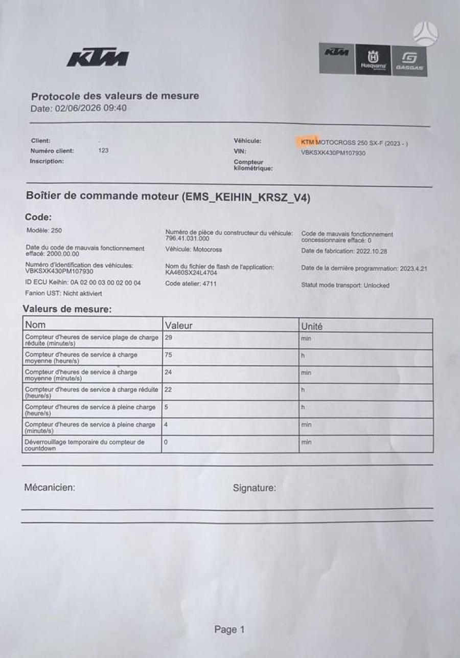 KTM SX 2023 in Vievis, with an engine capacity of 0.25 L and mileage of 95 thousand km for 4400 €, photo 18 on AUTOMOTO.COM.LV