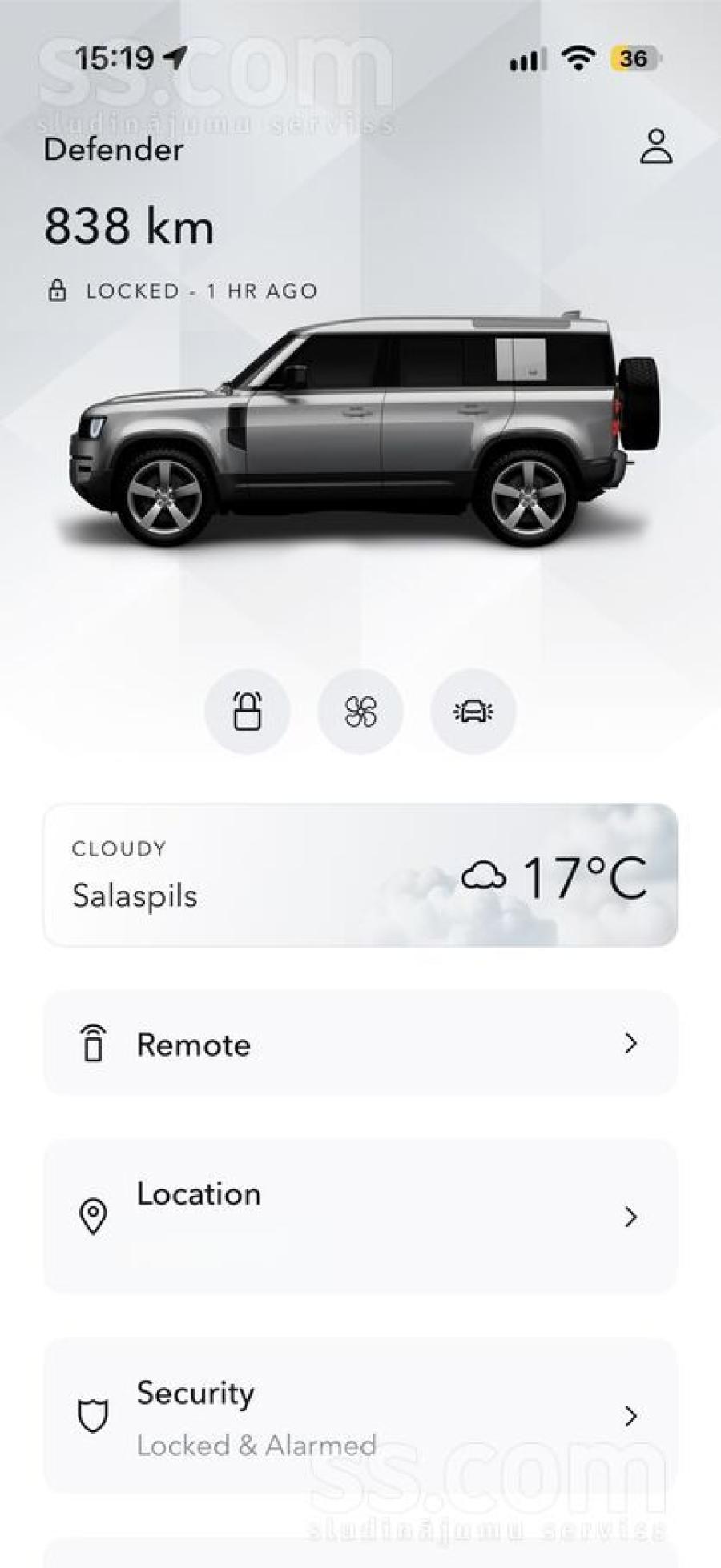 Grey Land Rover Defender 2022 in Riga, with an engine capacity of 3.00 L and mileage of 163 thousand km for 42850 €, photo 28 on AUTOMOTO.COM.LV