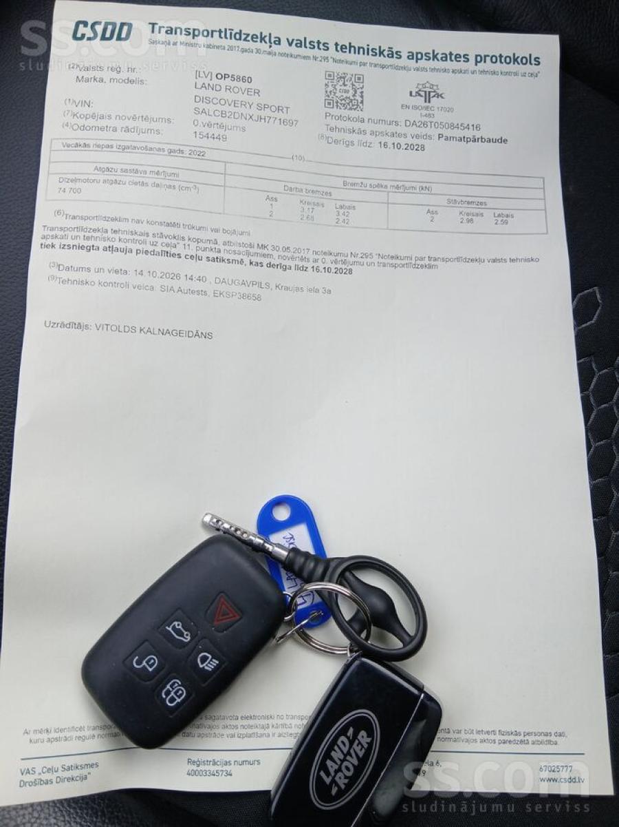Melns Land Rover Discovery Sport 2018 Daugavpils, ar dzinēja tilpumu 2.00 L un nobraukumu 155 tūkst. km par 9700 €, foto 18 vietnē AUTOMOTO.COM.LV