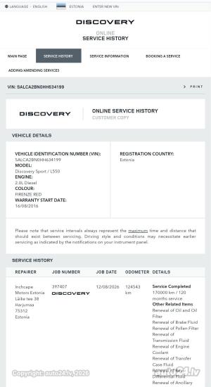 Red Land Rover Discovery Sport 2016 in Tallinn, with an engine capacity of 2.00 L and mileage of 124 thousand km for 10990 €, photo 28 on AUTOMOTO.COM.LV