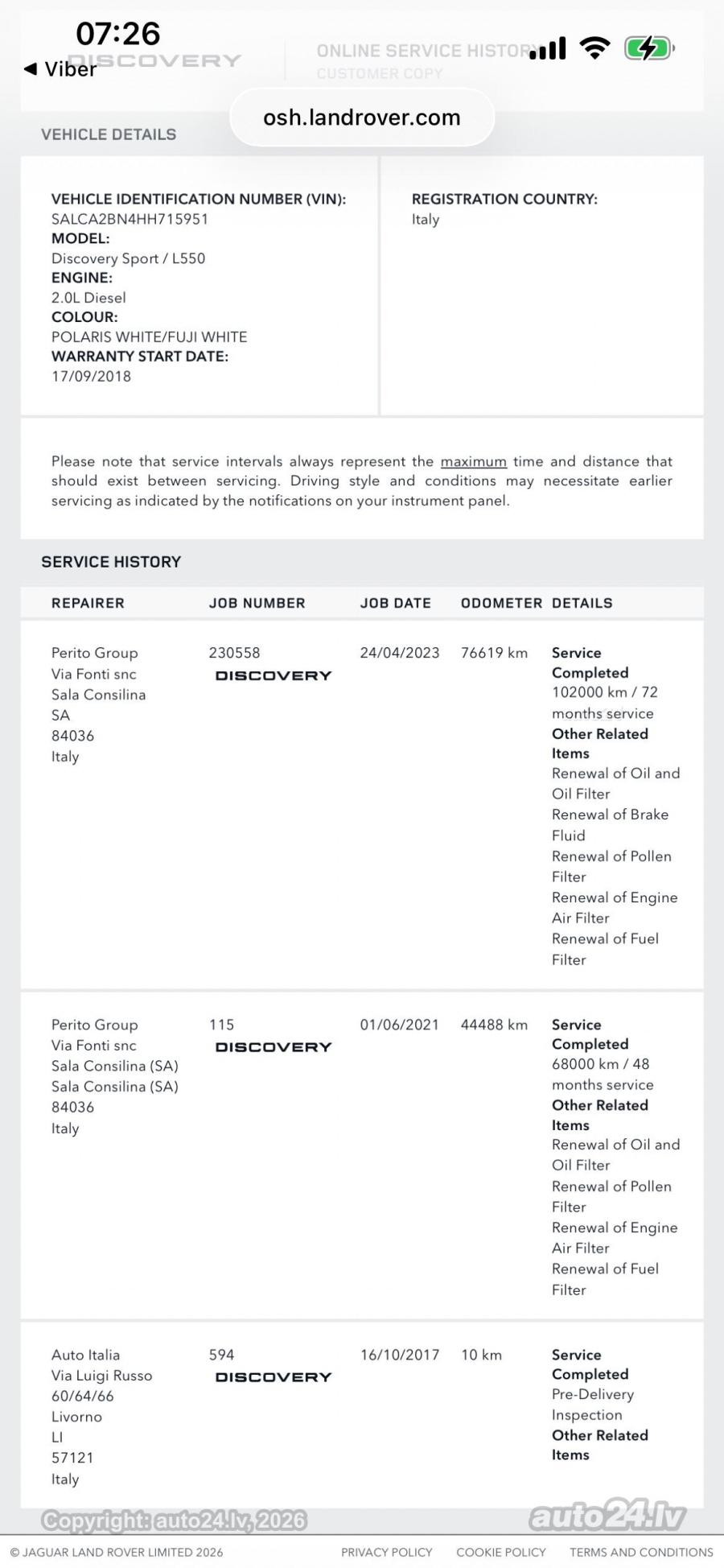 White Land Rover Discovery Sport 2018 in Tallinn, with an engine capacity of 2.00 L and mileage of 105 thousand km for 13590 €, photo 17 on AUTOMOTO.COM.LV