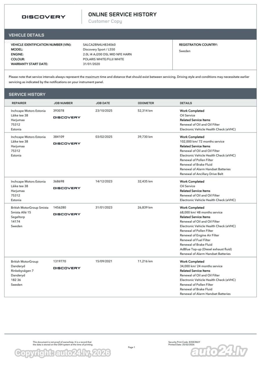 White Land Rover Discovery Sport 2020 in Tartu, with an engine capacity of 2.00 L and mileage of 56 thousand km for 24899 €, photo 5 on AUTOMOTO.COM.LV