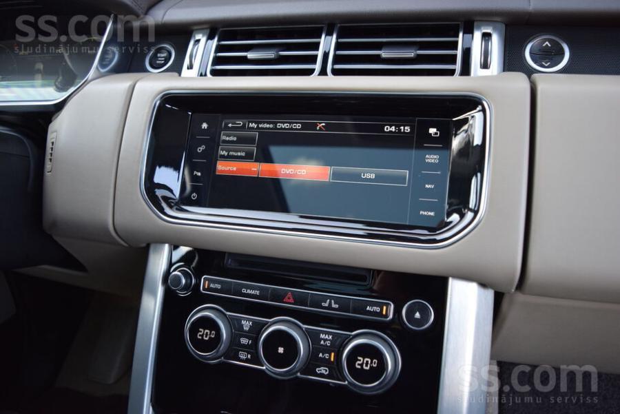 Black Land Rover Range Rover 2018 in Riga, with an engine capacity of 3.00 L and mileage of 57 thousand km for 44900 €, photo 9 on AUTOMOTO.COM.LV