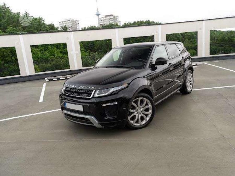 Black Land Rover Range Rover Evoque 2017 in Vilnius, with an engine capacity of 2.00 L and mileage of 76 thousand km for 16900 €, photo 1 on AUTOMOTO.COM.LV