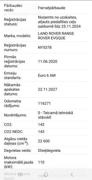 Black Land Rover Range Rover Evoque 2020 in Jelgava, with an engine capacity of 2.00 L and mileage of 0 thousand km for 19990 €, photo 29 on AUTOMOTO.COM.LV
