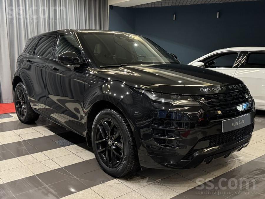 Black Land Rover Range Rover Evoque 2024 in Riga, with an engine capacity of 2.00 L and mileage of 15 thousand km for 43990 €, photo 3 on AUTOMOTO.COM.LV