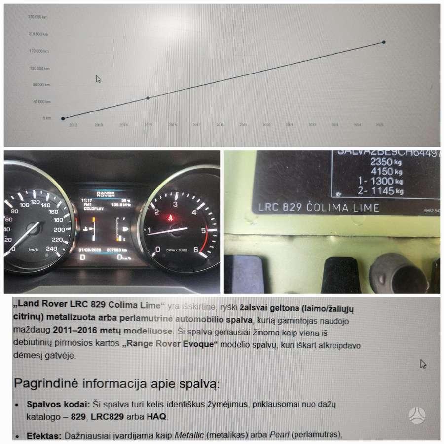 Land Rover Range Rover Evoque 2012 Viļņa, ar dzinēja tilpumu 2.20 L un nobraukumu 207 tūkst. km par 10900 €, foto 8 vietnē AUTOMOTO.COM.LV