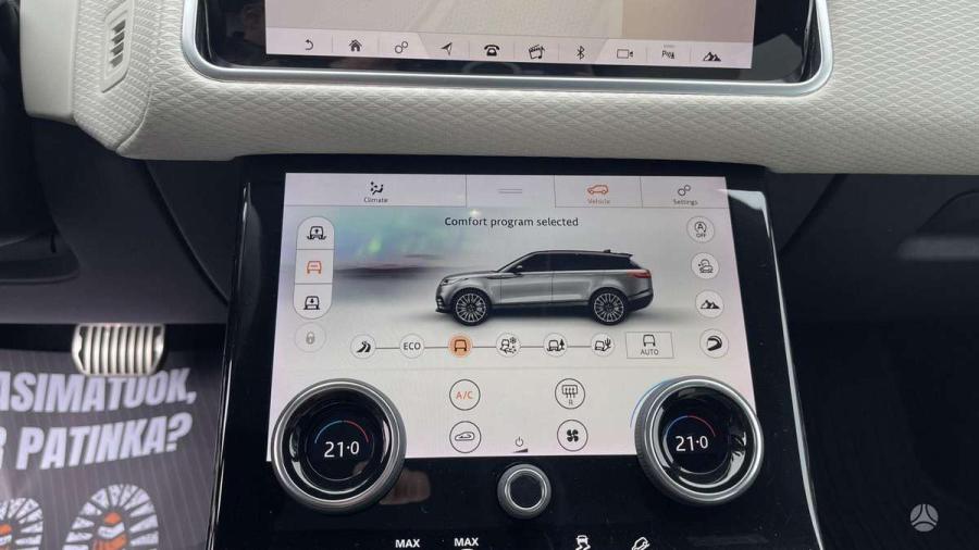 Melns Land Rover Range Rover Velar 2018 Marijampole, ar dzinēja tilpumu 2.00 L un nobraukumu 152 tūkst. km par 22290 €, foto 34 vietnē AUTOMOTO.COM.LV