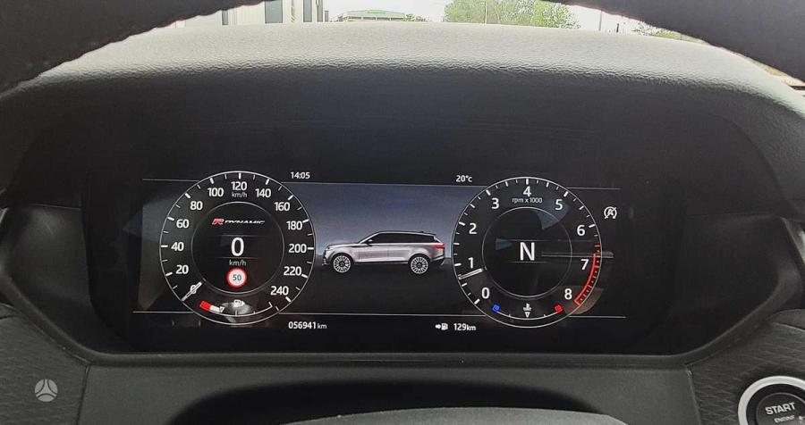 Grey Land Rover Range Rover Velar 2020 in Vilnius, with an engine capacity of 2.00 L and mileage of 57 thousand km for 27900 €, photo 20 on AUTOMOTO.COM.LV