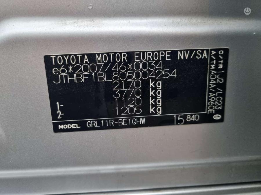 Grey Lexus GS 250 2013 in Taurage, with an engine capacity of 2.50 L and mileage of 193 thousand km for 4850 €, photo 31 on AUTOMOTO.COM.LV