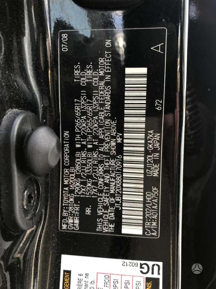 Melns Lexus GX 470 2008 Klaipėda, ar dzinēja tilpumu 4.70 L un nobraukumu 207 tūkst. km par 7000 €, foto 14 vietnē AUTOMOTO.COM.LV