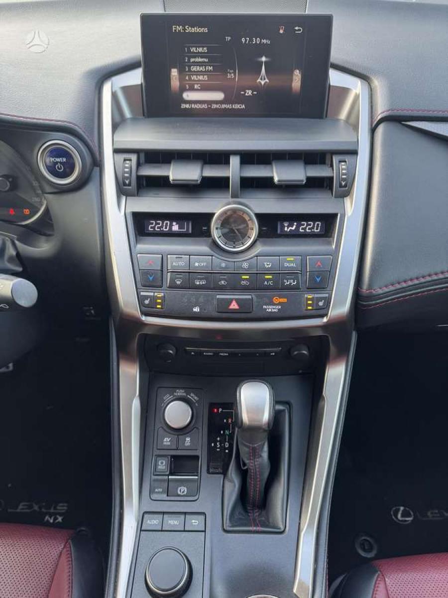 Black Lexus NX 300h 2017 in Vilnius, with an engine capacity of 2.49 L and mileage of 233 thousand km for 21800 €, photo 21 on AUTOMOTO.COM.LV