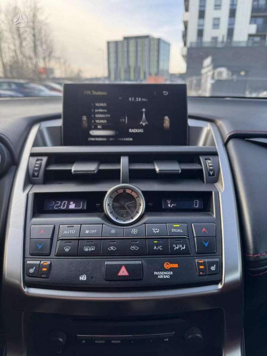 Black Lexus NX 300h 2017 in Vilnius, with an engine capacity of 2.49 L and mileage of 233 thousand km for 21800 €, photo 22 on AUTOMOTO.COM.LV