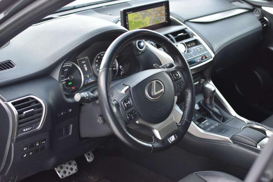 Black Lexus NX 300h 2018 in Vilnius, with an engine capacity of 2.49 L and mileage of 148 thousand km for 29999 €, photo 15 on AUTOMOTO.COM.LV