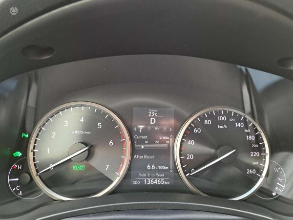 Grey Lexus NX 300h 2017 in Vilnius, with an engine capacity of 2.49 L and mileage of 136 thousand km for 21500 €, photo 9 on AUTOMOTO.COM.LV