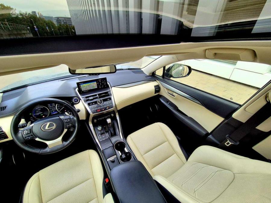 Grey Lexus NX 300h 2018 in Vilnius, with an engine capacity of 2.50 L and mileage of 260 thousand km for 22850 €, photo 23 on AUTOMOTO.COM.LV