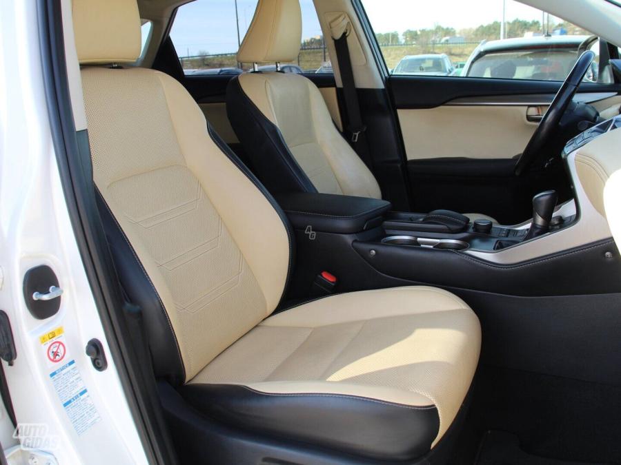 White Lexus NX 300h 2017 in Vilnius, with an engine capacity of 2.50 L and mileage of 125 thousand km for 22700 €, photo 18 on AUTOMOTO.COM.LV