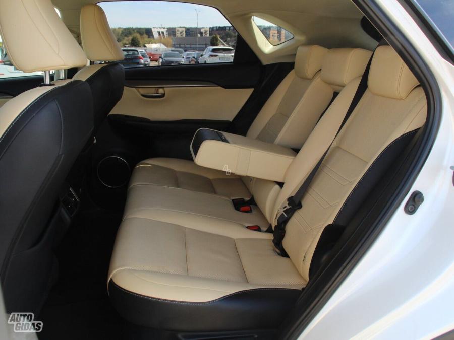White Lexus NX 300h 2017 in Vilnius, with an engine capacity of 2.50 L and mileage of 125 thousand km for 22700 €, photo 19 on AUTOMOTO.COM.LV