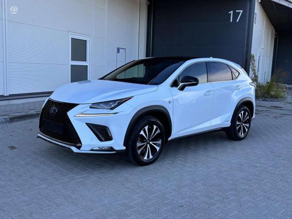 White Lexus NX 300h 2018 in Vilnius, with an engine capacity of 2.49 L and mileage of 237 thousand km for 25700 €, photo 1 on AUTOMOTO.COM.LV