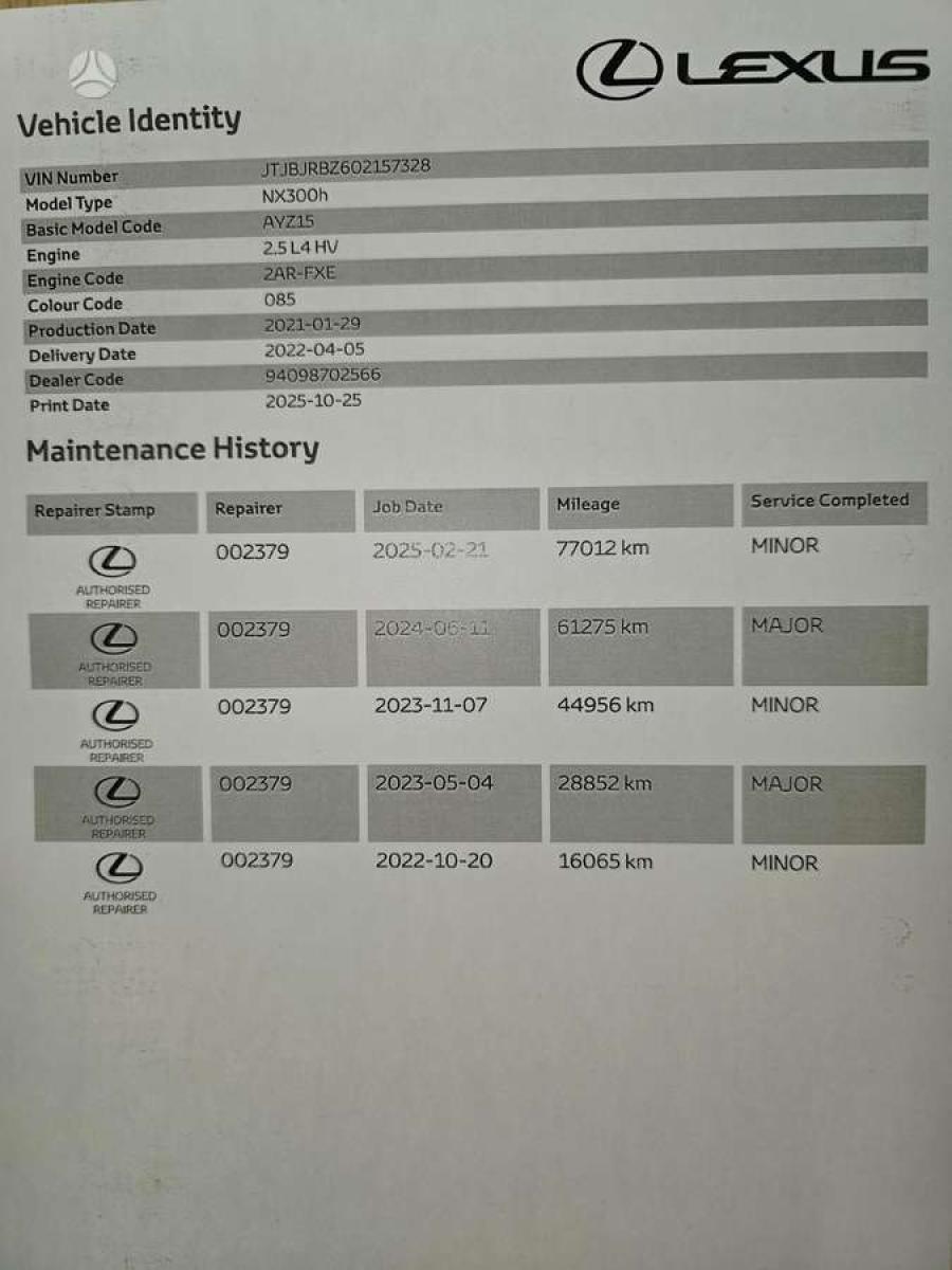Balts Lexus NX 300h 2022 Viļņa, ar dzinēja tilpumu 2.49 L un nobraukumu 86 tūkst. km par 31500 €, foto 32 vietnē AUTOMOTO.COM.LV