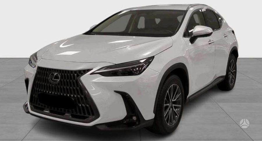 White Lexus NX 450h 2023 in Vilnius, with an engine capacity of 2.49 L and mileage of 13 thousand km for 54000 €, photo 1 on AUTOMOTO.COM.LV
