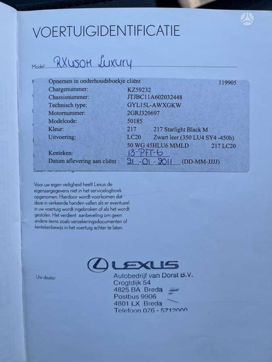 Melns Lexus RX 450h 2011 Viļņa, ar dzinēja tilpumu 3.46 L un nobraukumu 283 tūkst. km par 12750 €, foto 41 vietnē AUTOMOTO.COM.LV