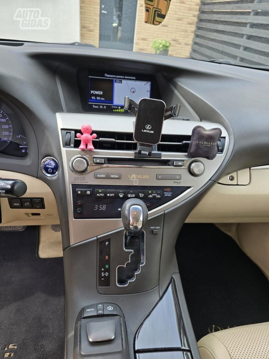 Brown Lexus RX 450h 2013 in Vilnius, with an engine capacity of 3.50 L and mileage of 327 thousand km for 14999 €, photo 13 on AUTOMOTO.COM.LV