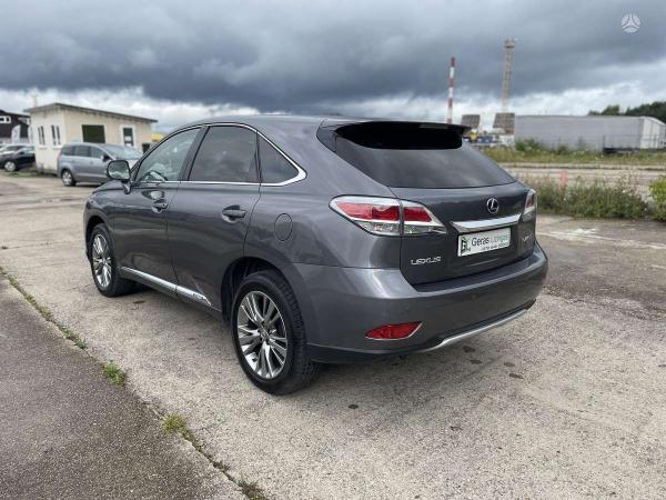 Grey Lexus RX 450h 2013 in Vilnius, with an engine capacity of 3.46 L and mileage of 201 thousand km for 14900 €, photo 4 on AUTOMOTO.COM.LV