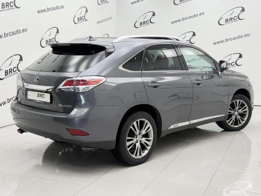 Grey Lexus RX 450h 2013 in Vilnius, with an engine capacity of 3.46 L and mileage of 315 thousand km for 10500 €, photo 4 on AUTOMOTO.COM.LV