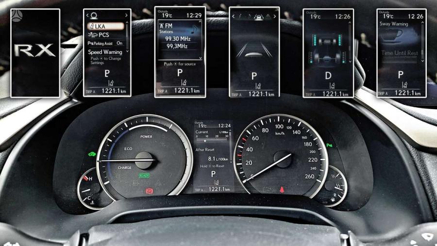 Grey Lexus RX 450h 2016 in Vilnius, with an engine capacity of 3.46 L and mileage of 151 thousand km for 28500 €, photo 29 on AUTOMOTO.COM.LV