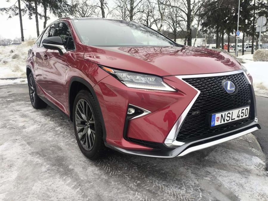 Red Lexus RX 450h 2019 in Vilnius, with an engine capacity of 3.46 L and mileage of 148 thousand km for 33850 €, photo 3 on AUTOMOTO.COM.LV