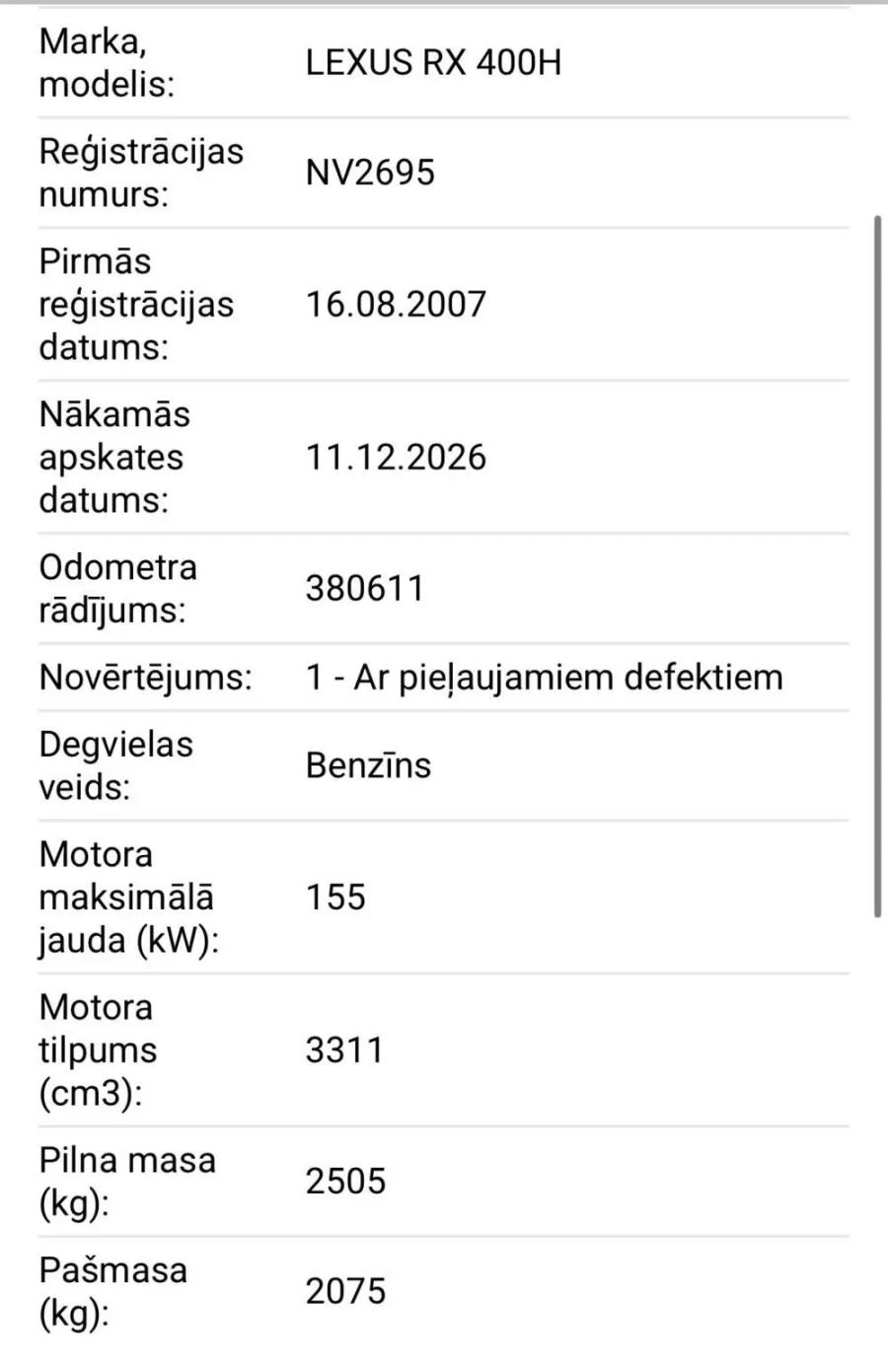 Blue Lexus RX 2007 in Riga, with an engine capacity of 3.30 L and mileage of 381 thousand km for 3900 €, photo 32 on AUTOMOTO.COM.LV