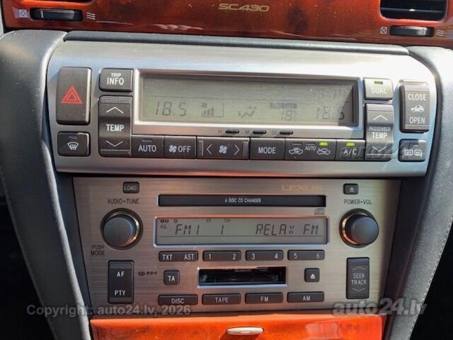 Sarkans Lexus SC 2001 Tallina, ar dzinēja tilpumu 4.30 L un nobraukumu 18 tūkst. km par 45000 €, foto 6 vietnē AUTOMOTO.COM.LV