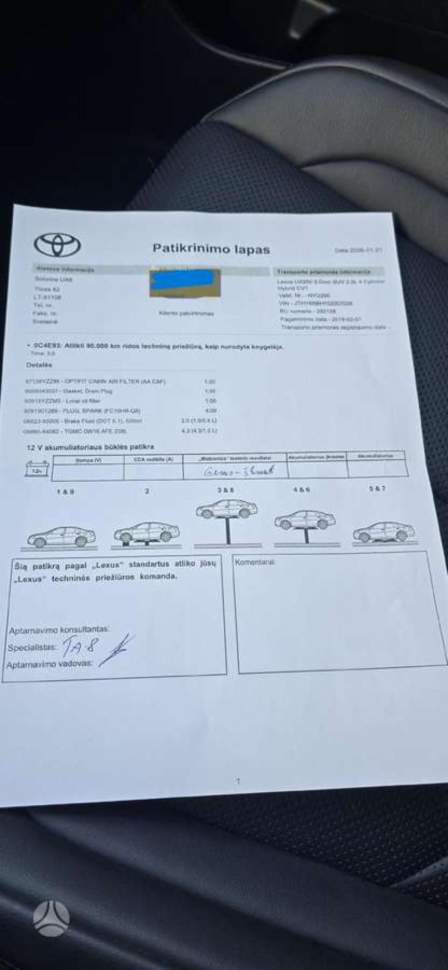 Grey Lexus UX 250h 2019 in Klaipeda, with an engine capacity of 2.00 L and mileage of 95 thousand km for 23500 €, photo 33 on AUTOMOTO.COM.LV