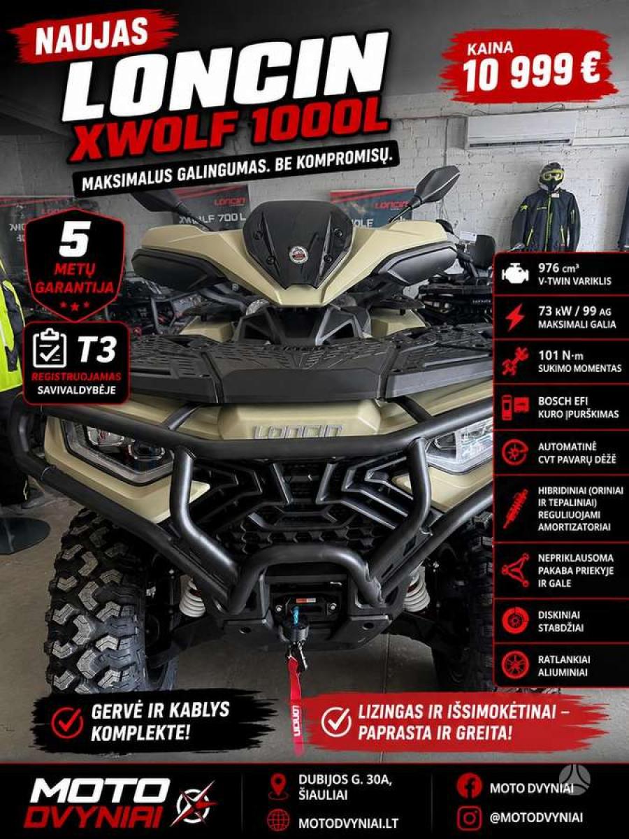 Green Loncin Xwolf 1000 2026 in Siauliai, with an engine capacity of 0.98 L and mileage of 0 thousand km for 10999 €, photo 1 on AUTOMOTO.COM.LV
