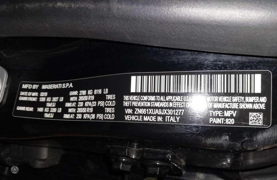 Melns Maserati Levante 2018 Viļņa, ar dzinēja tilpumu 2.98 L un nobraukumu 140 tūkst. km par 8900 €, foto 24 vietnē AUTOMOTO.COM.LV