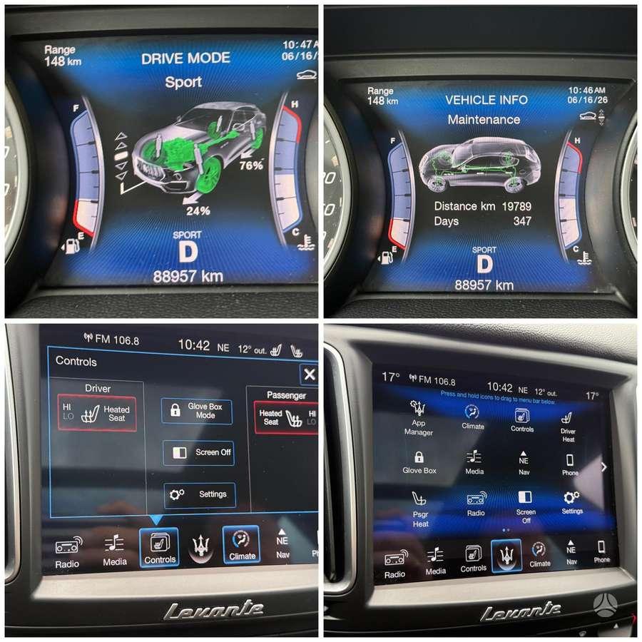 White Maserati Levante 2017 in Vilnius, with an engine capacity of 2.98 L and mileage of 89 thousand km for 24500 €, photo 28 on AUTOMOTO.COM.LV