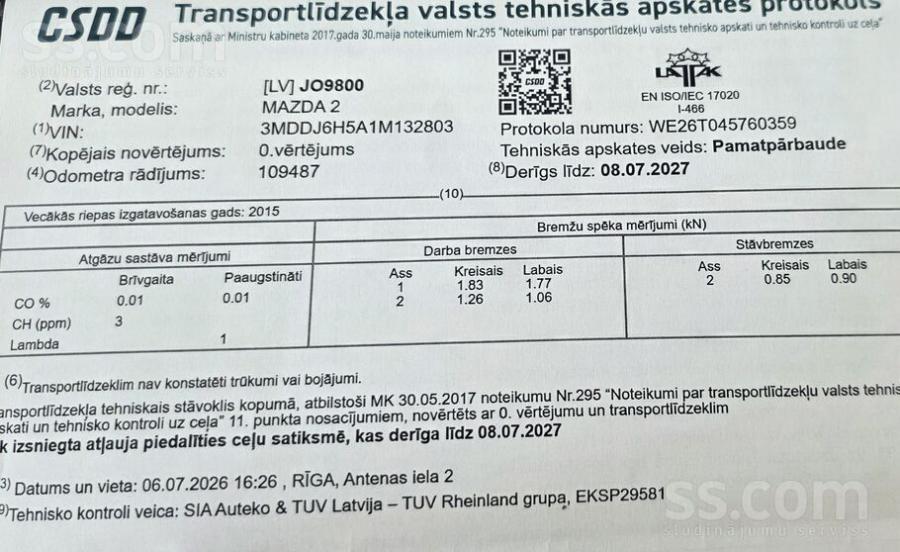 Balts Mazda 2 2016 Rīga, ar dzinēja tilpumu 1.50 L un nobraukumu 110 tūkst. km par 9200 €, foto 22 vietnē AUTOMOTO.COM.LV