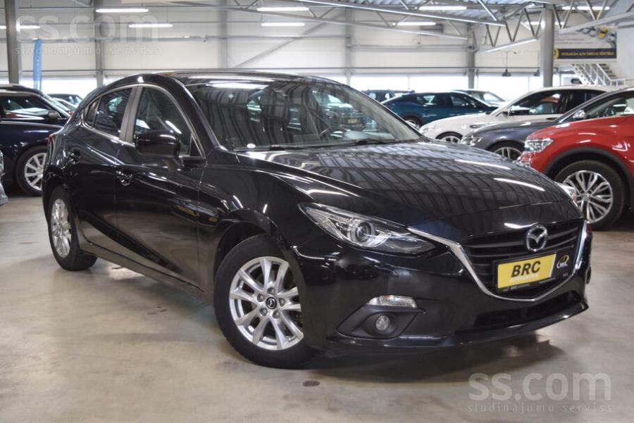 Black Mazda 3 2015 in Riga, with an engine capacity of 2.00 L and mileage of 130 thousand km for 7500 €, photo 1 on AUTOMOTO.COM.LV