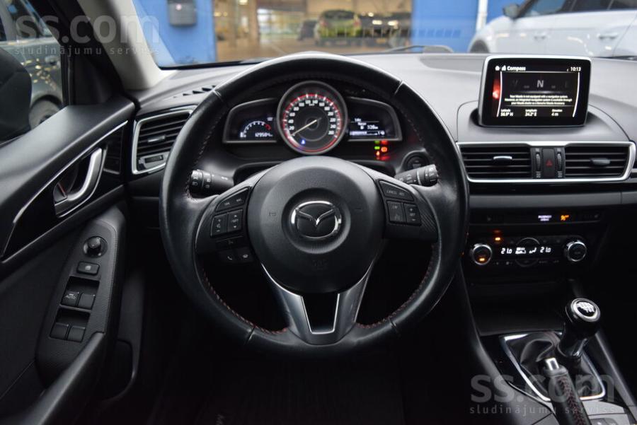 Black Mazda 3 2015 in Riga, with an engine capacity of 2.00 L and mileage of 130 thousand km for 7500 €, photo 11 on AUTOMOTO.COM.LV