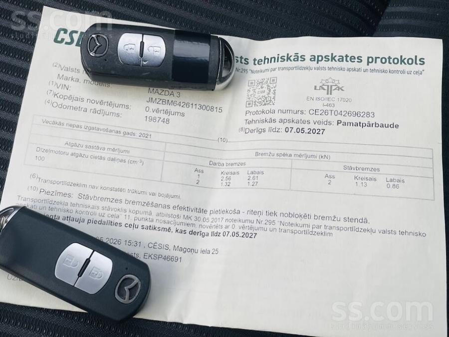 Black Mazda 3 2015 in Cesis, with an engine capacity of 2.20 L and mileage of 201 thousand km for 5750 €, photo 11 on AUTOMOTO.COM.LV